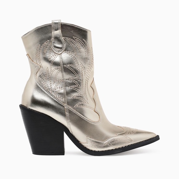 Novus | Shoes | Renal Gold Metal Cowboy Boots | Poshmark